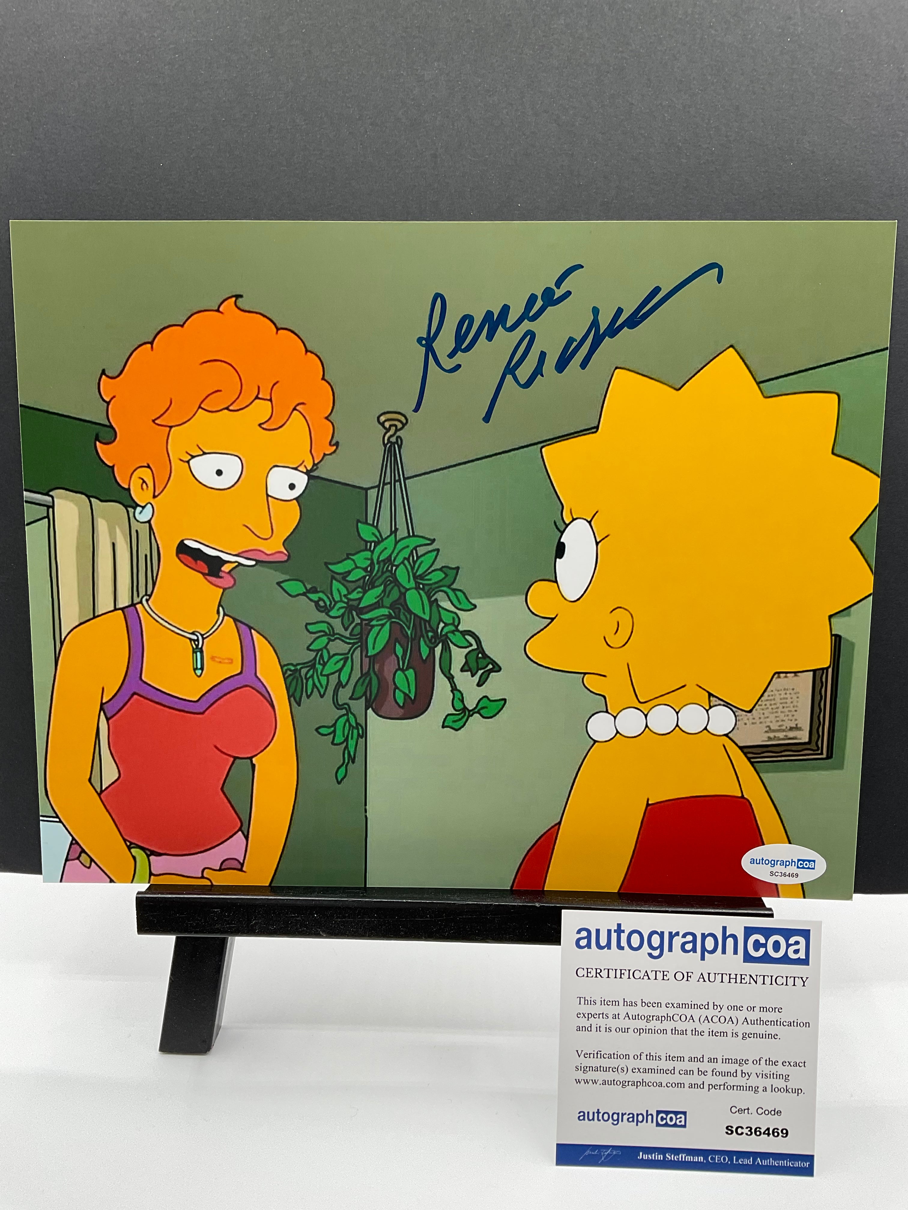 Renee Ridgeley The Simpsons Uniboob signed photo 8x10 ACOA – mrmemento